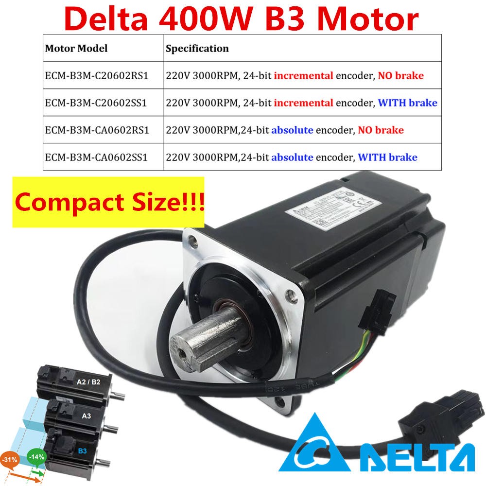 400W Delta AC Servo Motor Brake 220V 3000RPM 60mm Nema24 24-bit ...